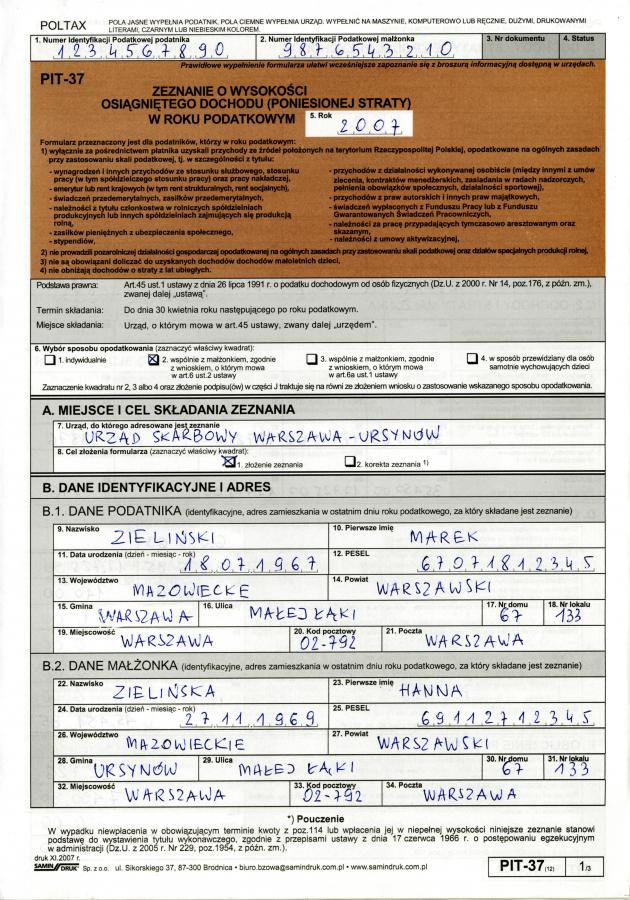 Jak wypełnić pierwszą stronę PIT-37 - Podatki - najnowsze informacje o ...